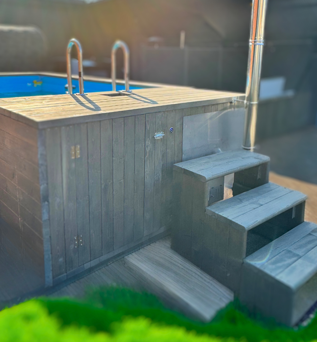 Schwimmen & Planschen All In: großer Aufstell Holz Pool allas L 5x2 ...