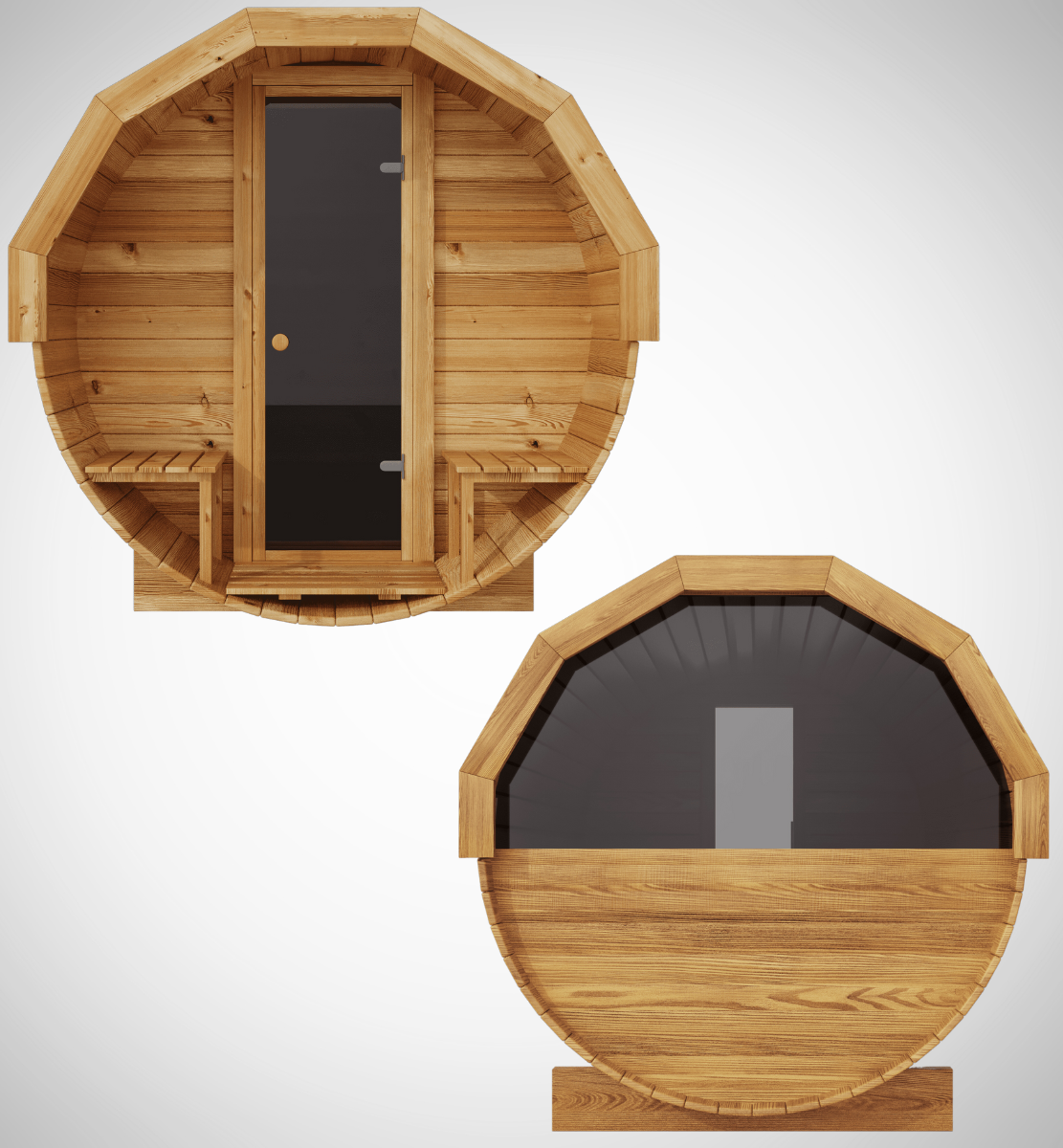 großes komfortables Saunafass iso 3,5m als Bausatz Vorraum & Veranda ...