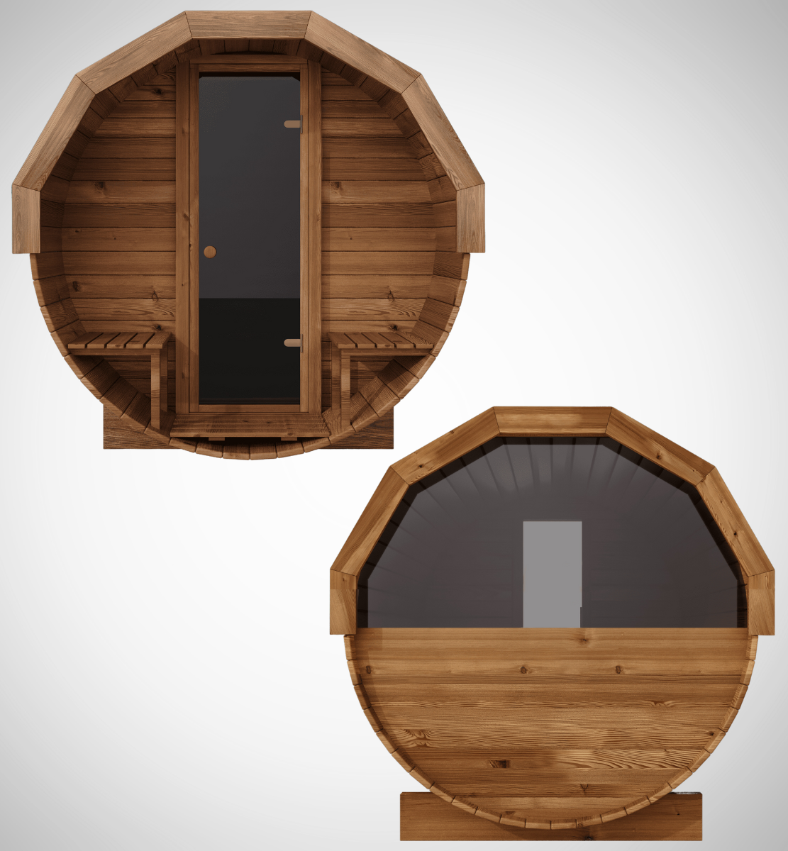 großes komfortables Saunafass iso 3,5m als Bausatz Vorraum & Veranda ...