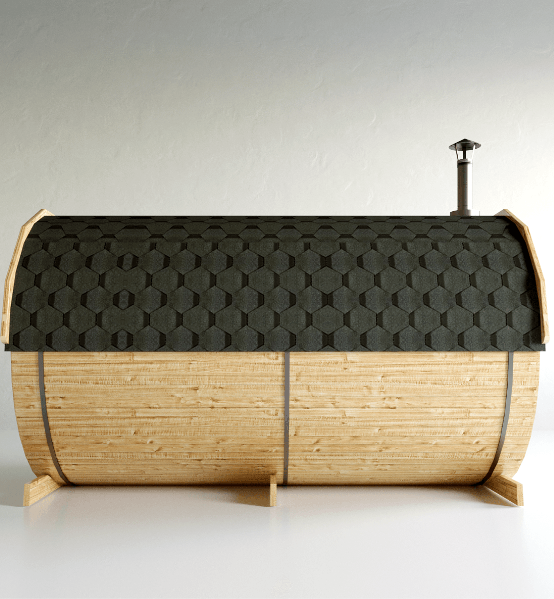 großes komfortables Saunafass iso 3,5m als Bausatz Vorraum & Veranda ...